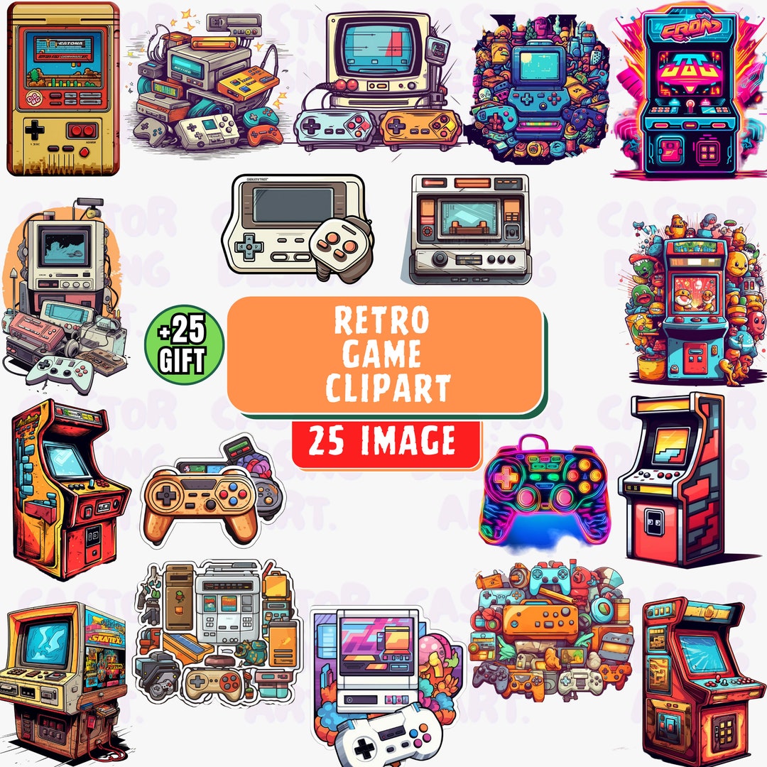 80s Retro Clipart Bundle, Vintage 80s Clipart Png, Gaming Clipart, Pool ...