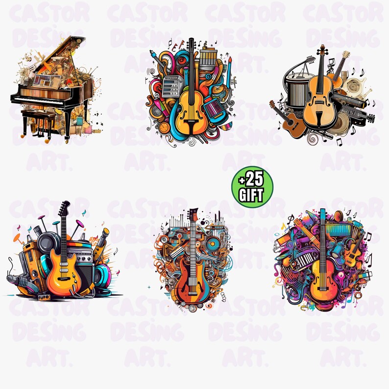 Musical Instruments Watercolour Clipart PNG, Musical Instruments PNG ...