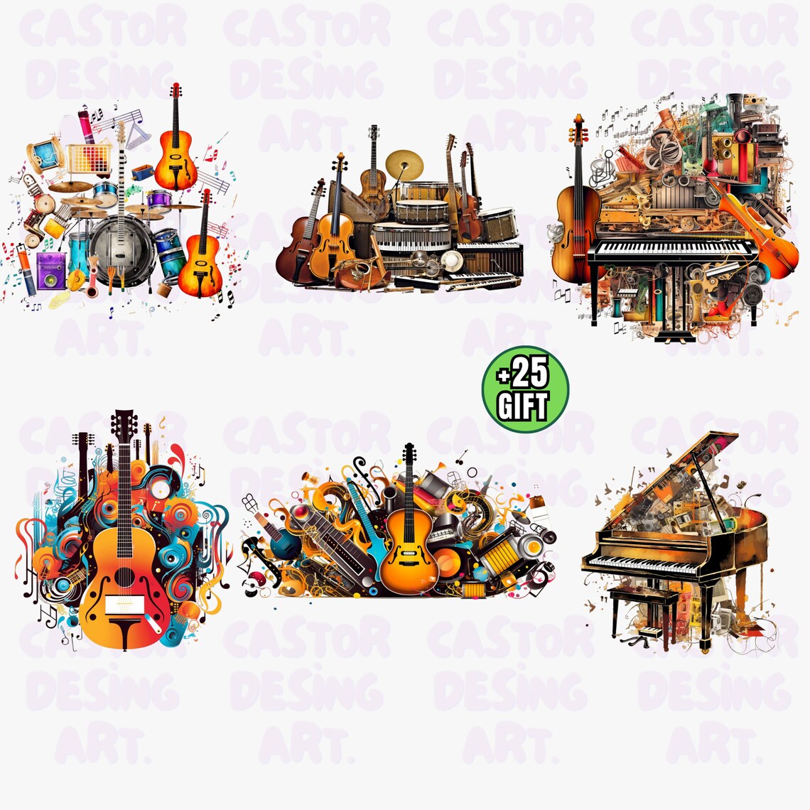 Musical Instruments Watercolour Clipart PNG, Musical Instruments PNG ...