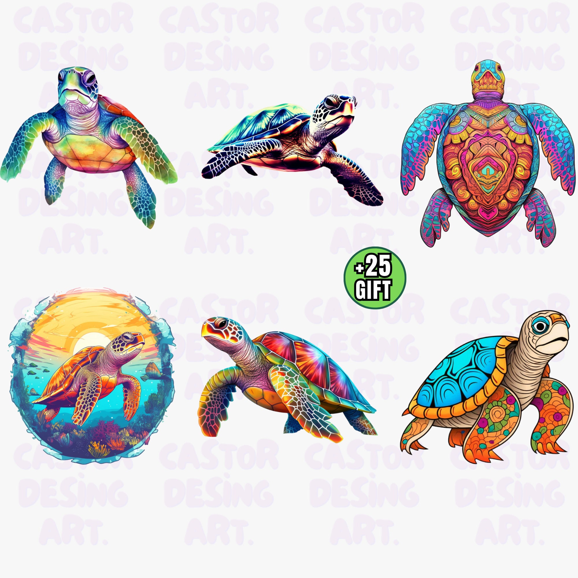 Turtle Rainbow Clipart, Sea Turtle, Cute Sea Turtle Clipart, Ocean ...