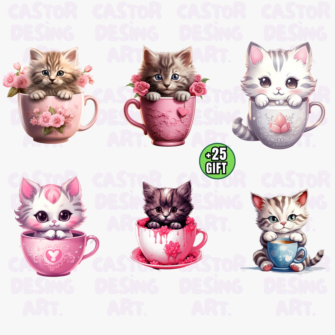 Cat Kitten Colorful Clipart Kitten Clipart Cat Clipart Pet - Etsy