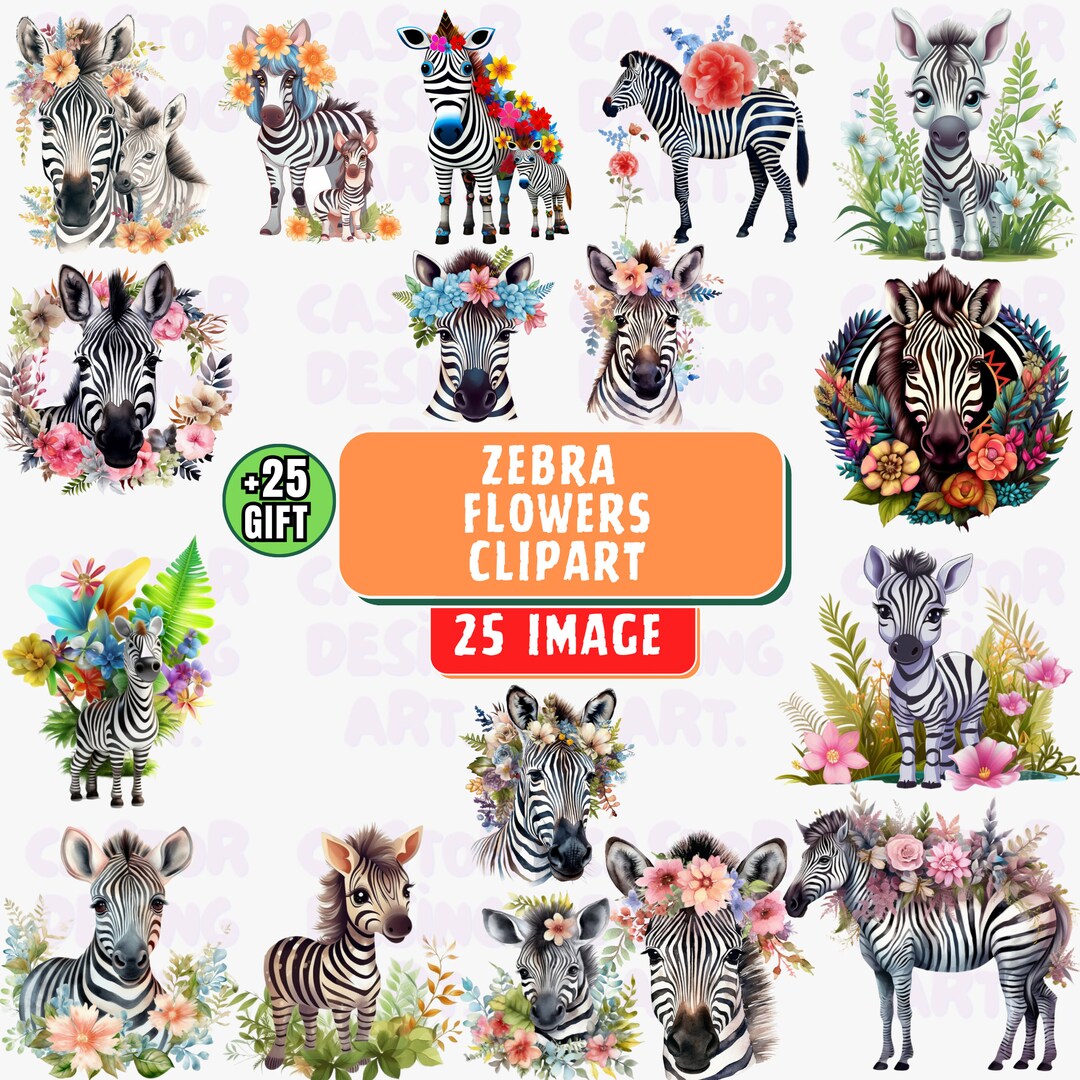 Cute Zebra Clipart, Zebra PNG, Jungle Animal Clipart, Safari Clipart ...
