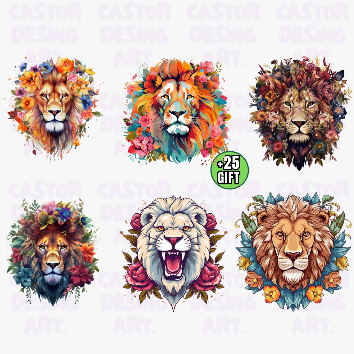 Lions Watercolor Clipart Bundle, Lion Safari Images, Animal Graphics ...