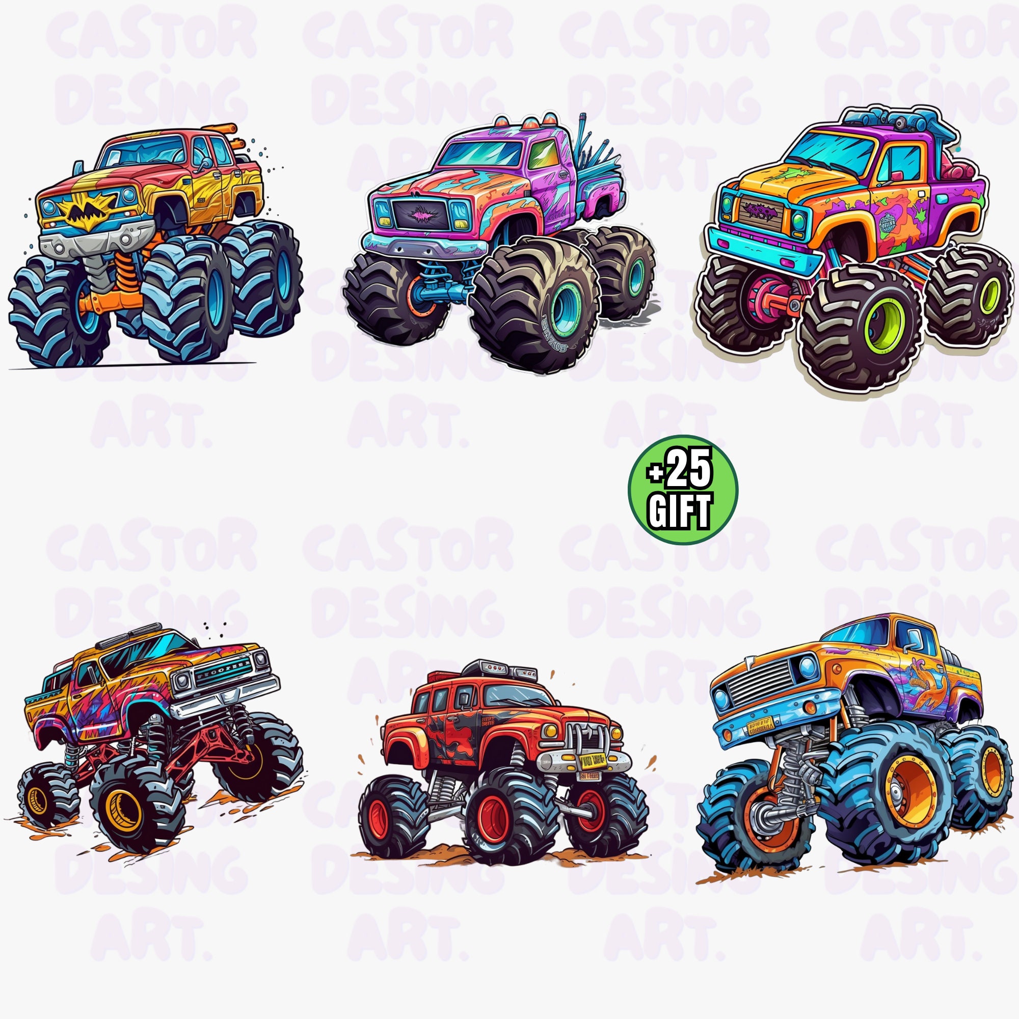 Monster Truck Watercolor, Monster Truck Clipart, Monster Truck PNG ...