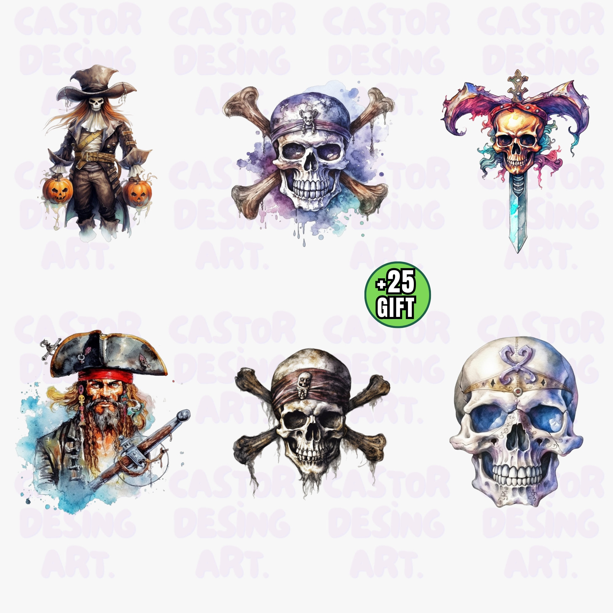 Pirate Clipart Watercolor, Pirate Clipart Bundle, Pirate Ship Clipart ...