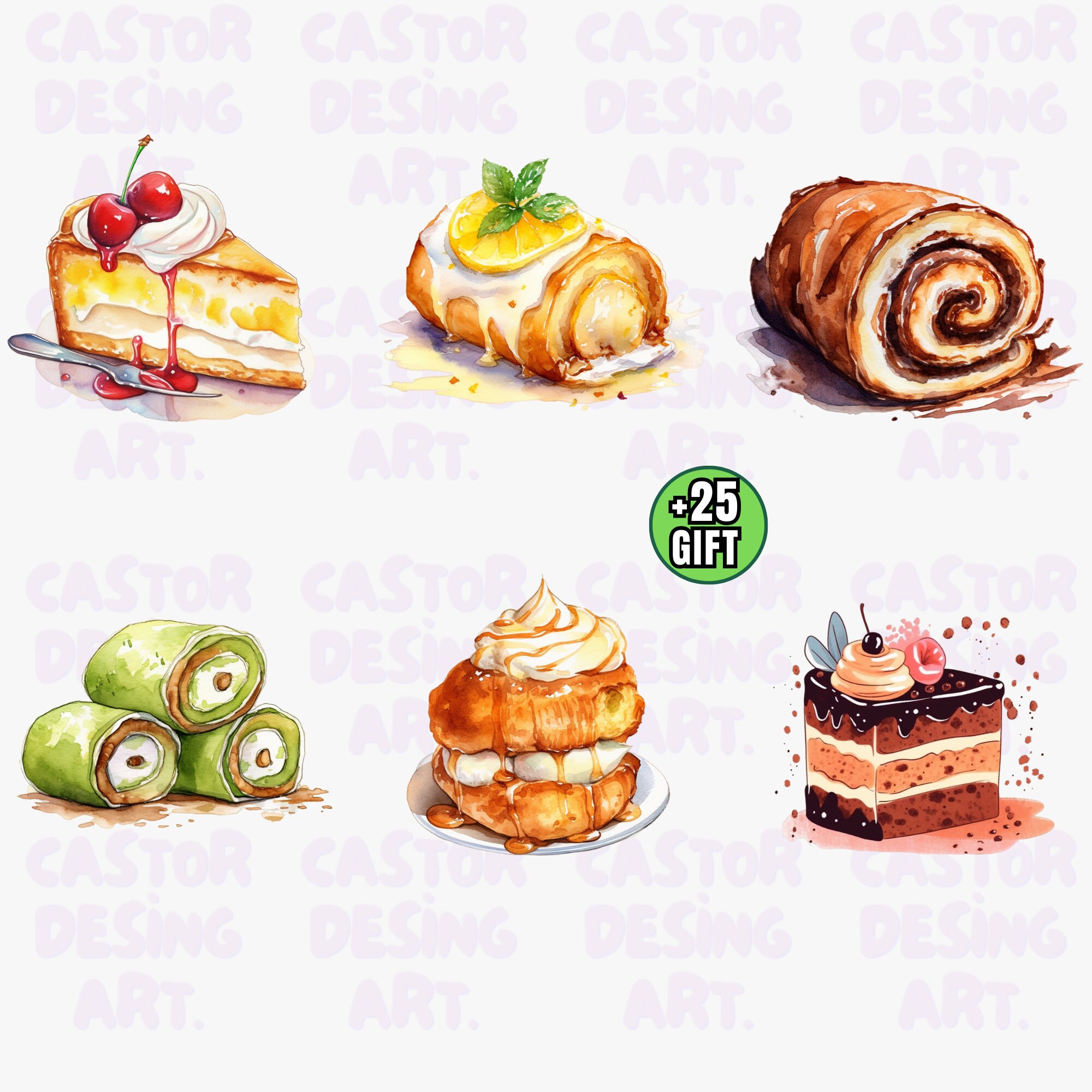 Watercolor Bakery Clipart, PNG, Bakery Clipart, Bread Basket, Food ...