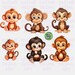 Monkeys Cute Watercolor Clipart Bundle Jungle Animals Cute - Etsy