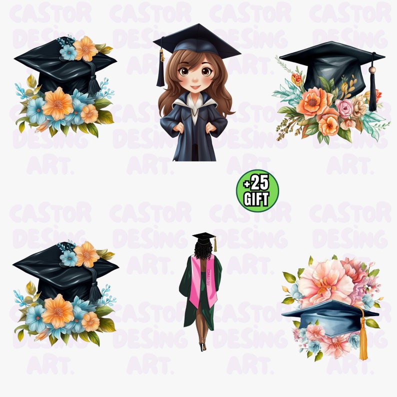 Graduation Clipart Graduating Girls Planner Stickers School - Etsy