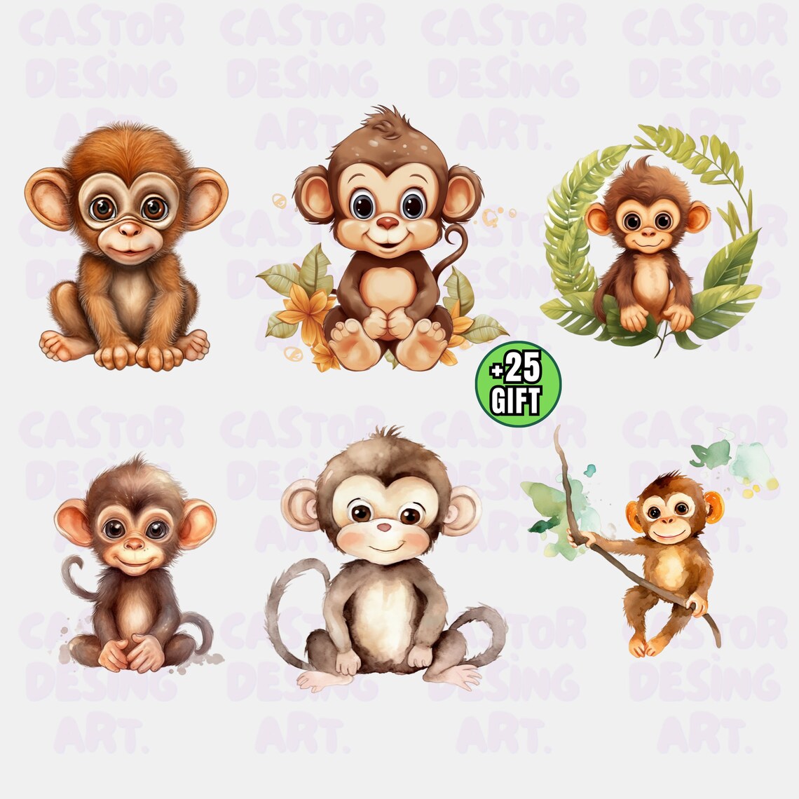 Baby Cute Funny Monkey Sublimation Png Monkey Watercolor - Etsy