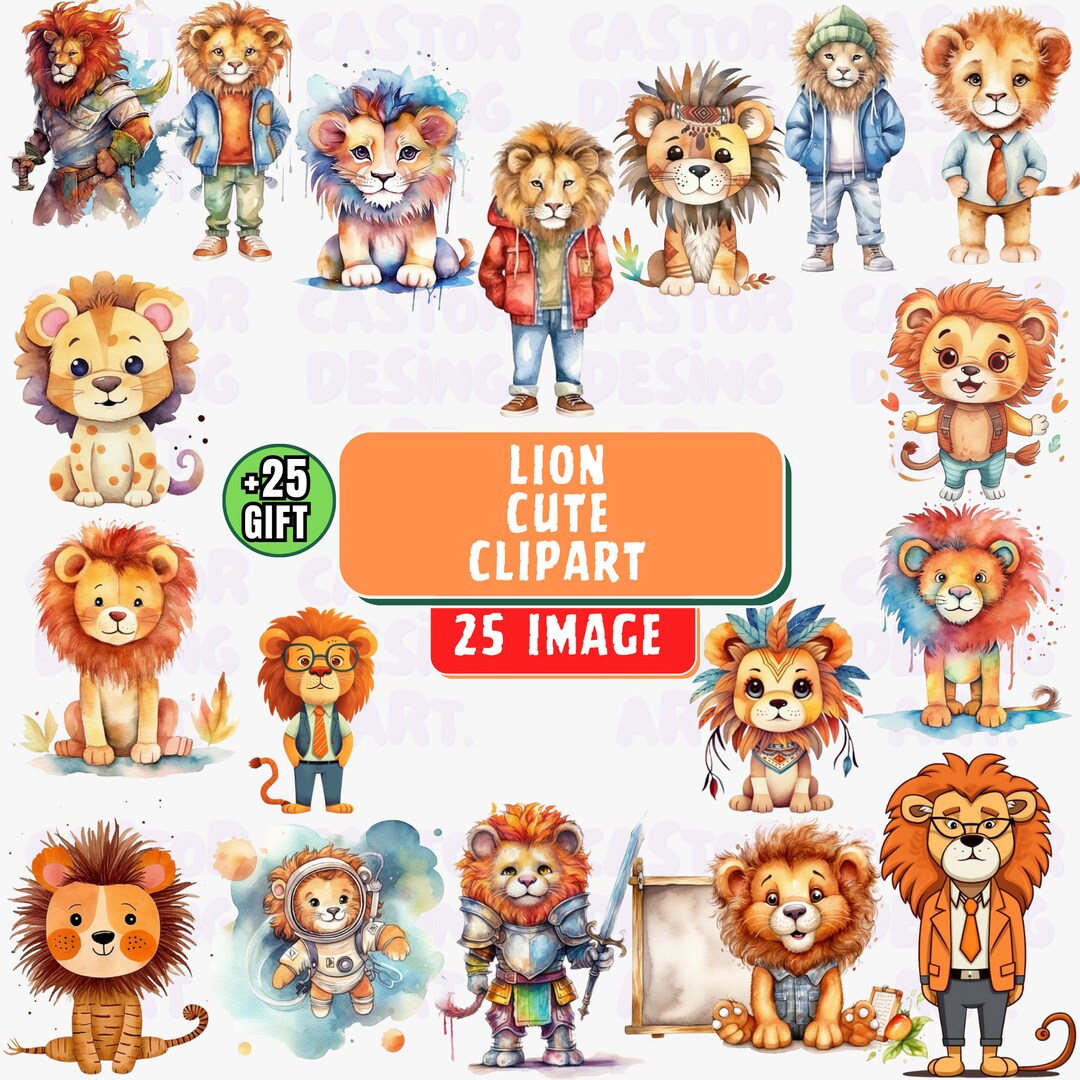 Watercolor Baby Lion, Baby Lion Clipart, Baby Lion PNG, Baby Lion ...