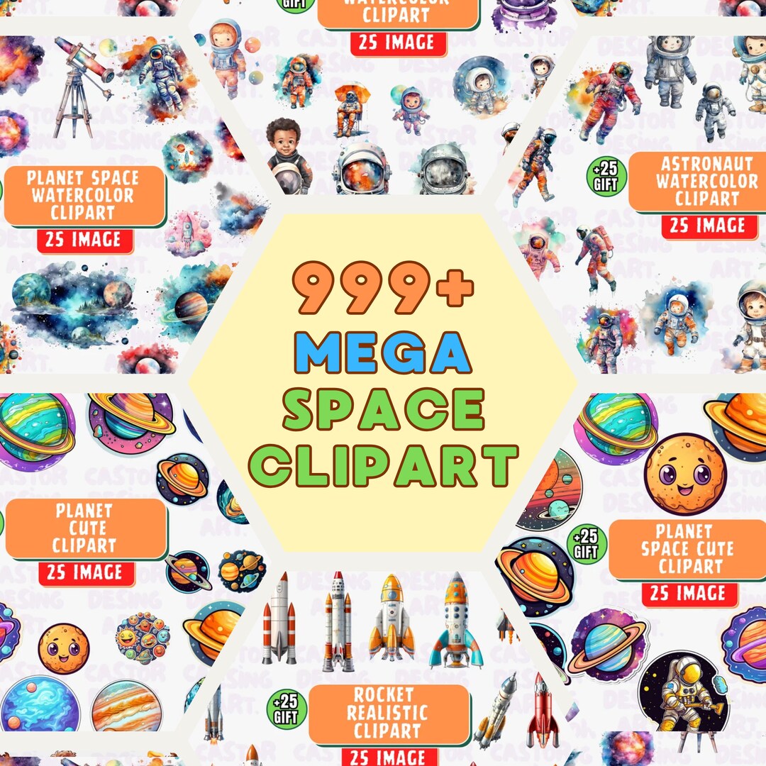 Planets Space Clipart Mega Bundle, Solar System Clipart, Space Bundle ...