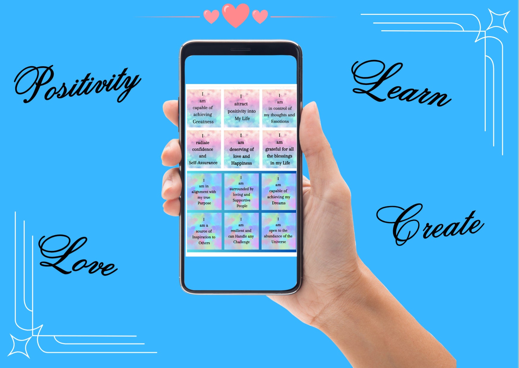 50 Positive Affirmations Quote Pack Affirmation Cards Etsy