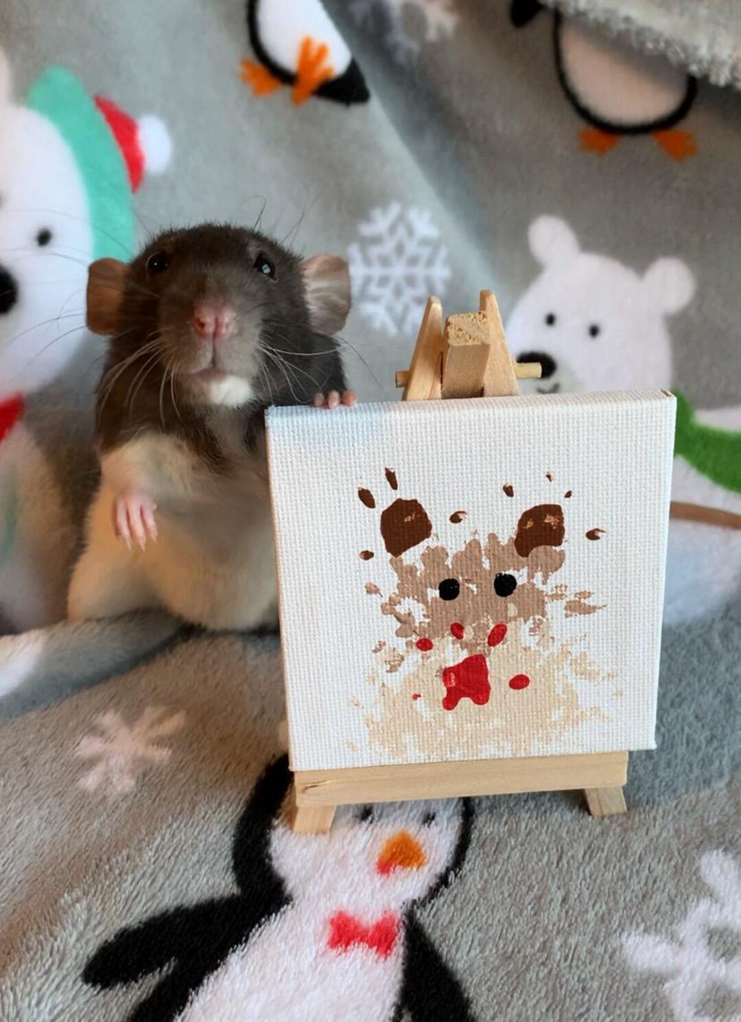 Christmas Pet Rat Painting Pet Rat Finger Painting Rat Paw Painting Rat ...