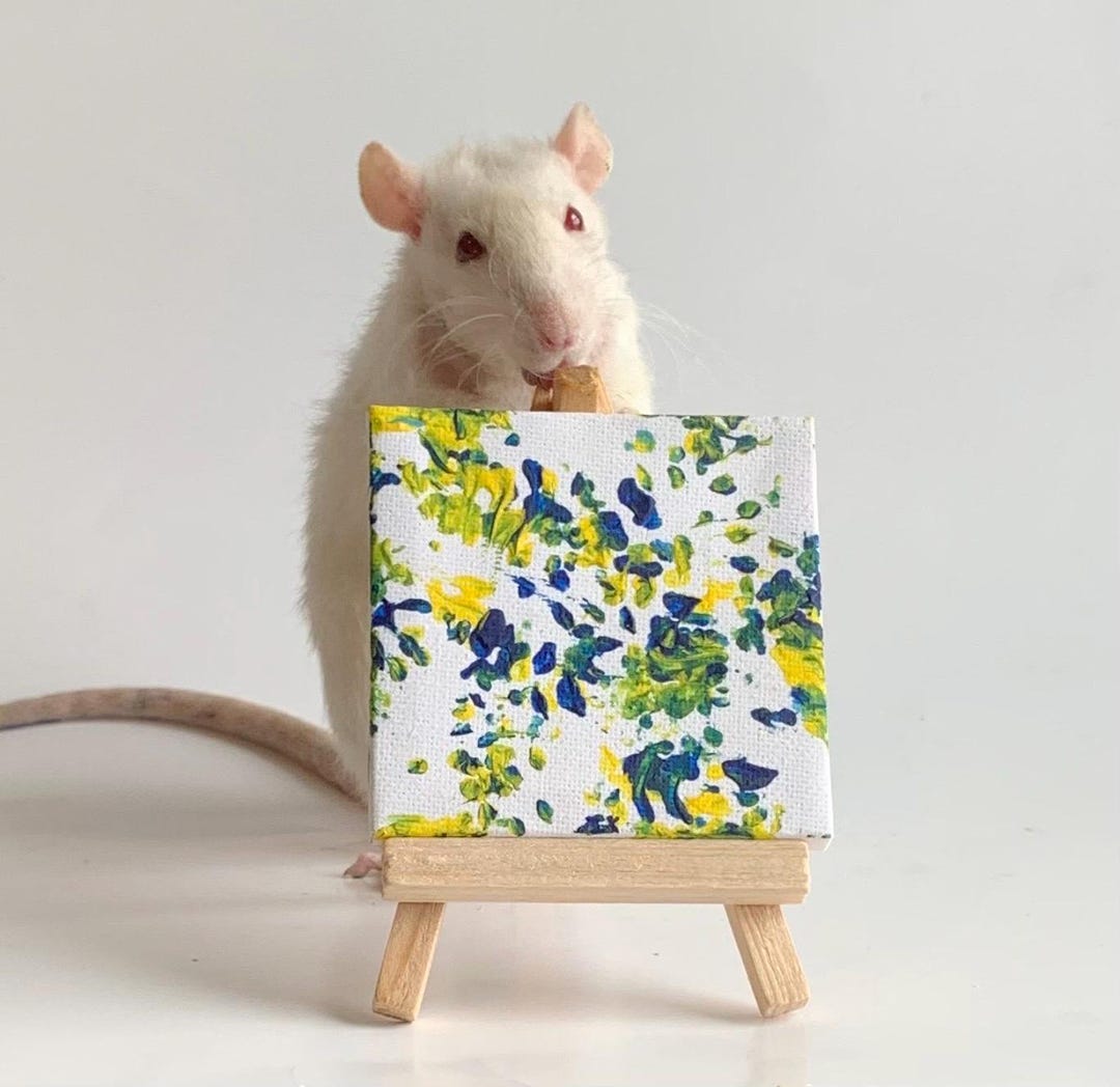 Custom Miniature Rat Painting 3”x3” With Easel - Etsy