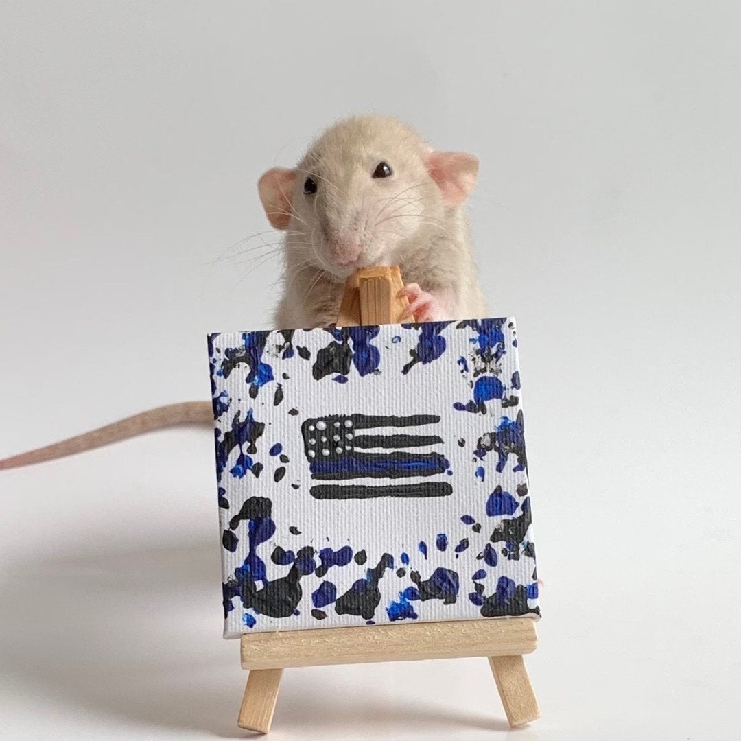 Thin Blue Line Flag Rat Painting Fourth of July Rat Pet Painting Rats ...