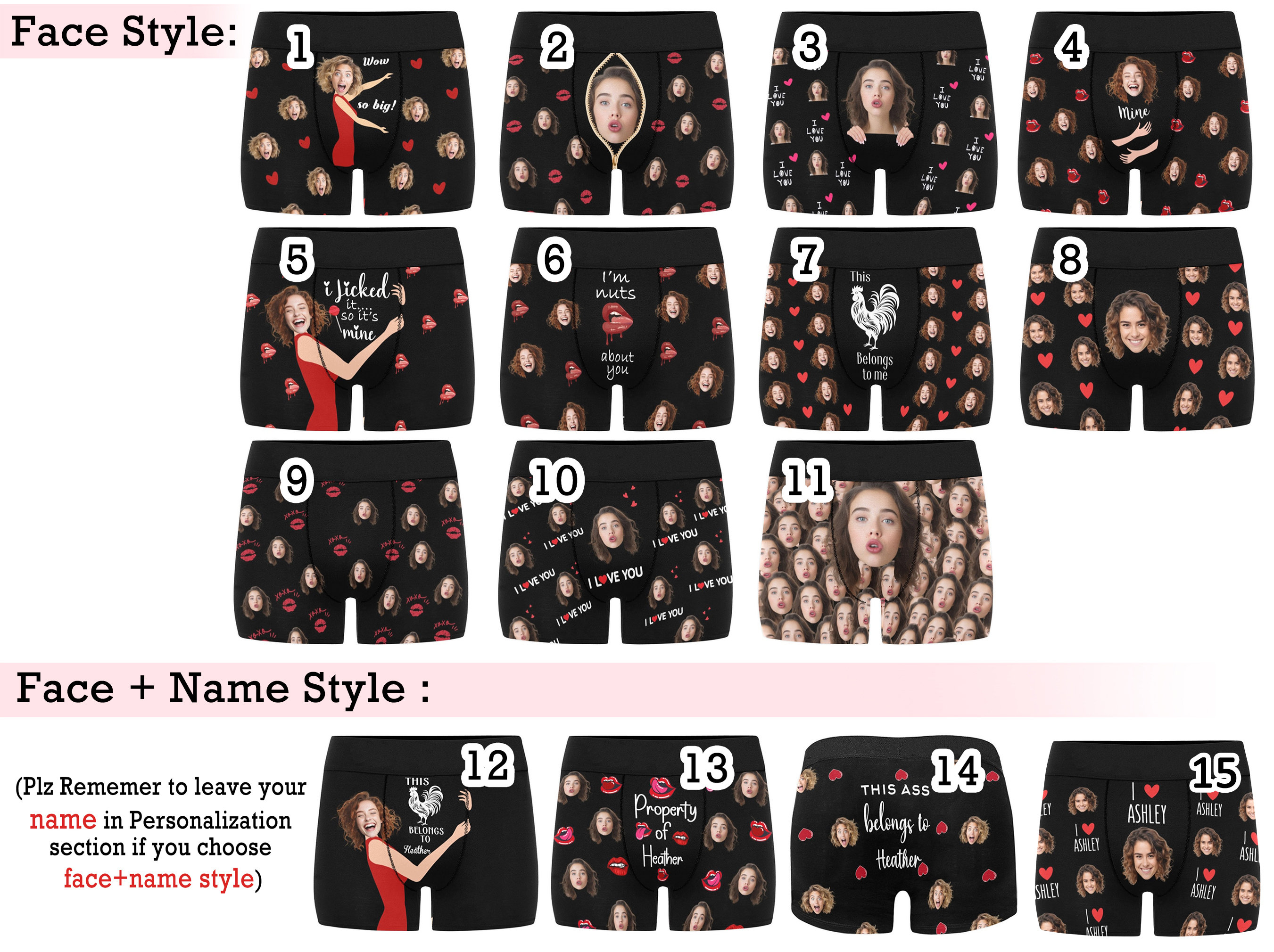 Custom Boxers With Face, Custom Boxers With Picture, Personalized Boxer ...