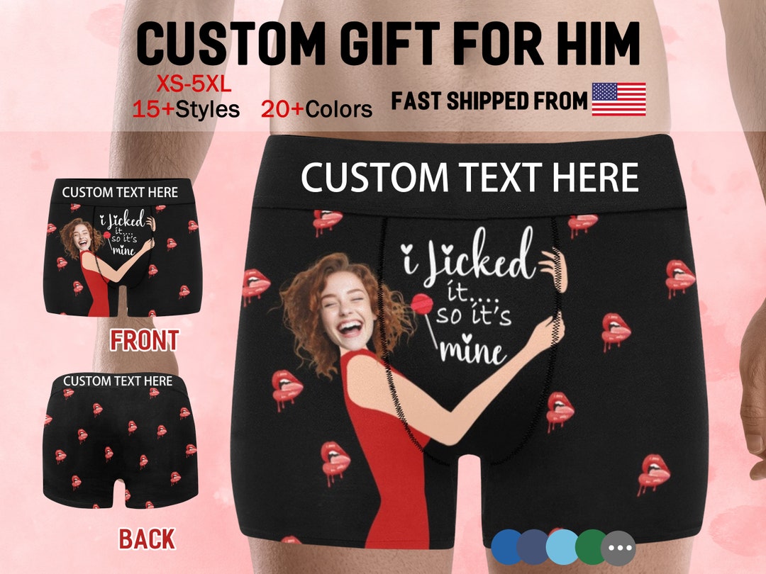 Personalized Face Boxer With Text, Custom Boxer Briefs for Men, Funny ...