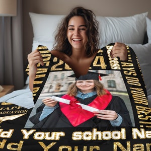 Personalized Graduation Blanket With Photo & Name, Custom Graduation ...