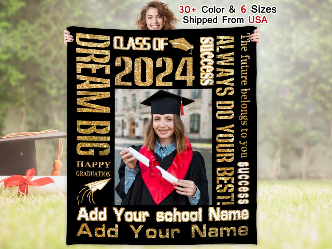 Personalized Graduation Blanket With Photo & Name, Custom Graduation ...