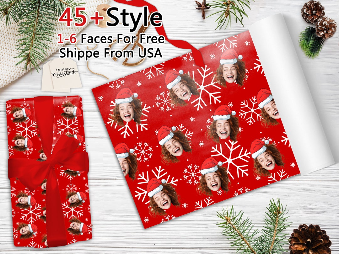 Personalized Christmas Gift Wrapping Paper, Custom Face Wrapping Paper ...