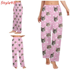 Personalized Pajama Pant With Cat Picture, Custom Cat Pajama Pants, Cat ...