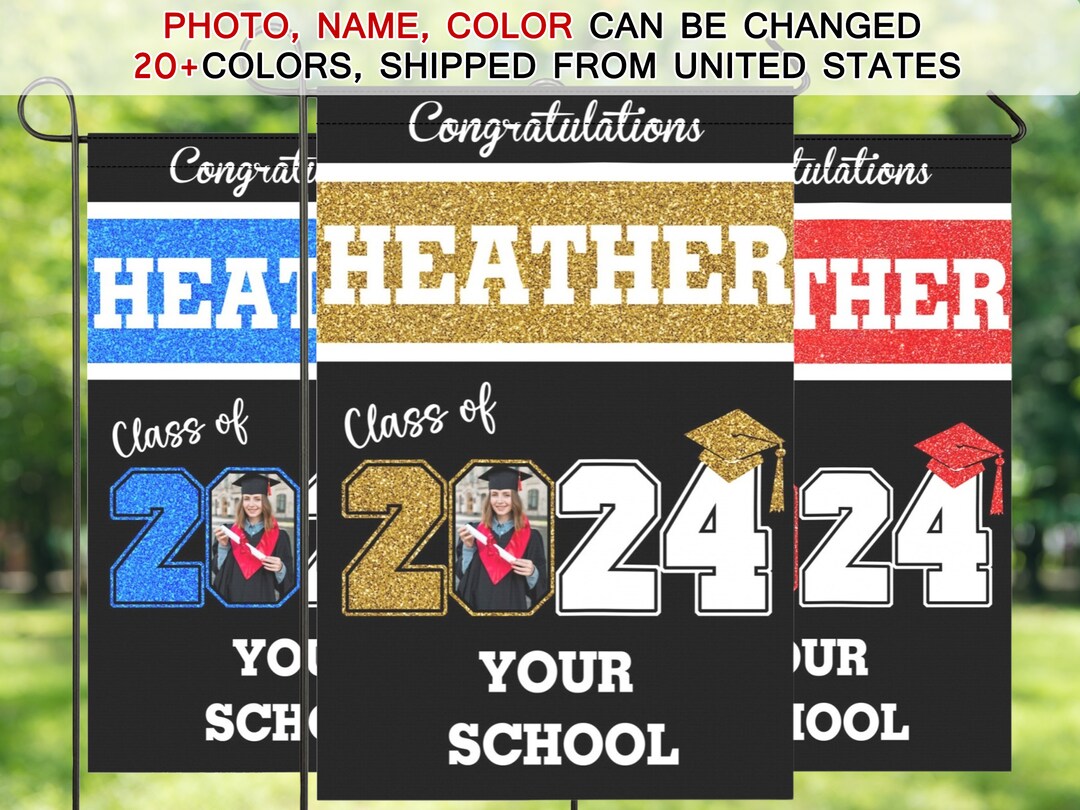 Custom Graduation Garden Flag 2024 W Name, Graduate Yard Sign 2024 ...
