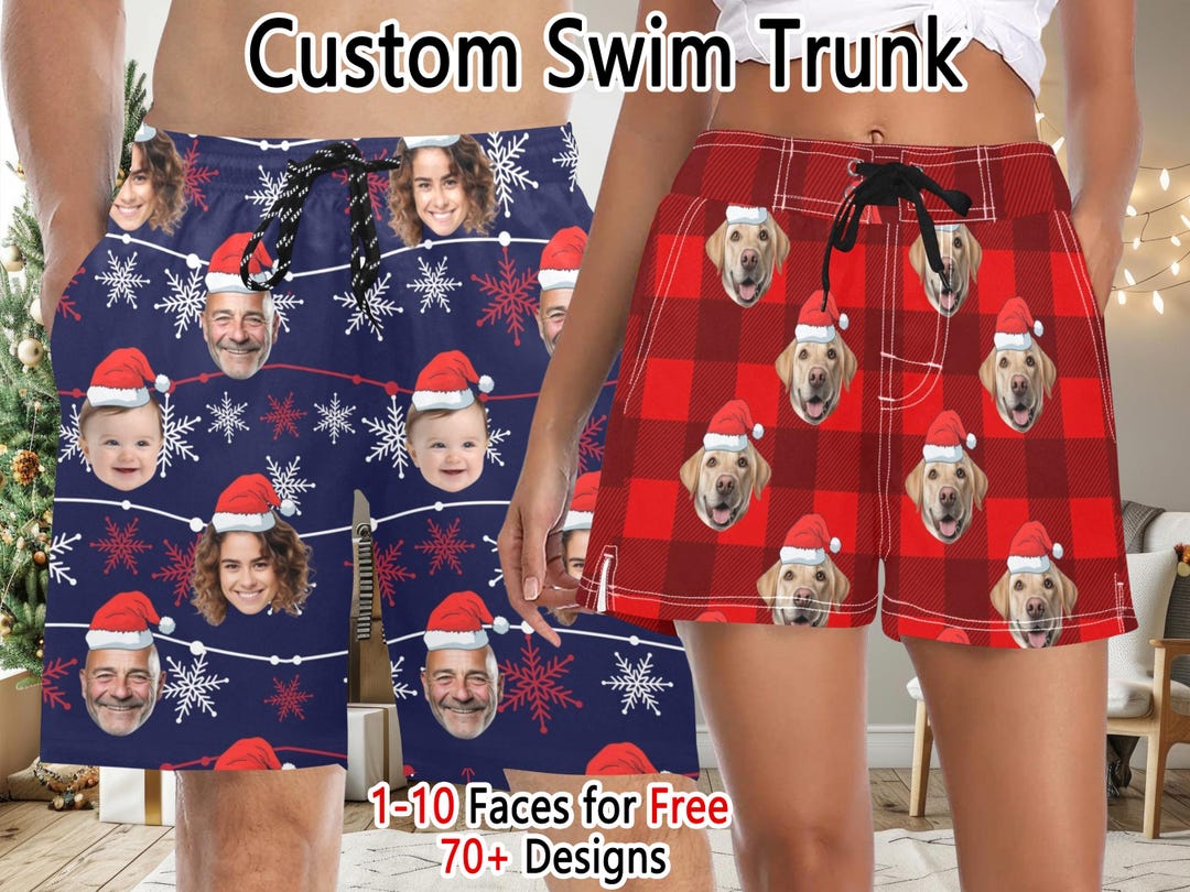 Custom Swim Trunk for Men Women, Face Swim Shorts Personalized Men ...