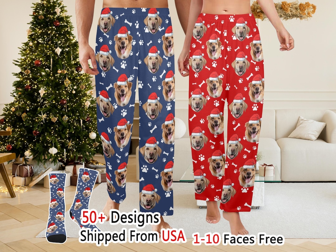Custom Dog Face Pajama Pants, Personalized Dog Pajamas With Photo, Pet ...