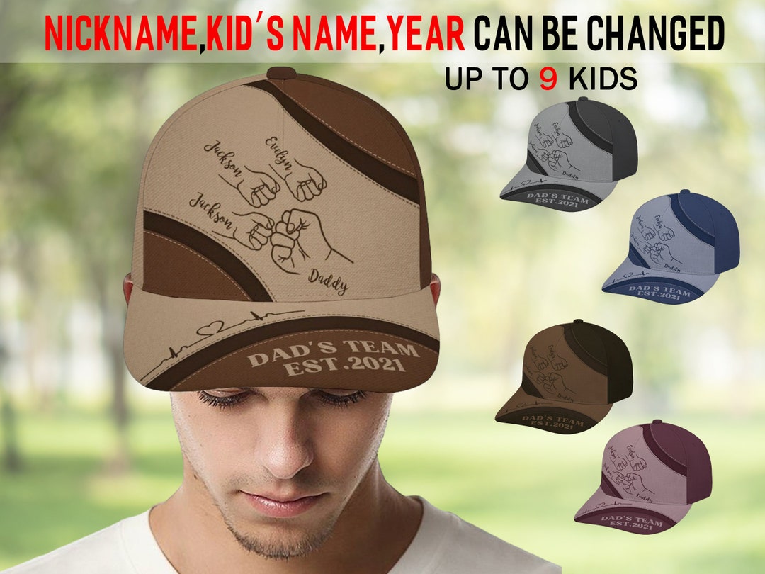 Personalized Fist Bump Hat Dad Baseball Cap W Kids Name, Custom Fathers ...