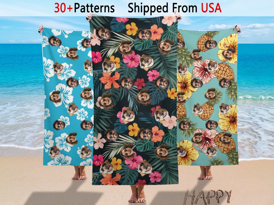 Custom Beach Towel, Personalized Beach Towel With Face, Pool Towel With ...