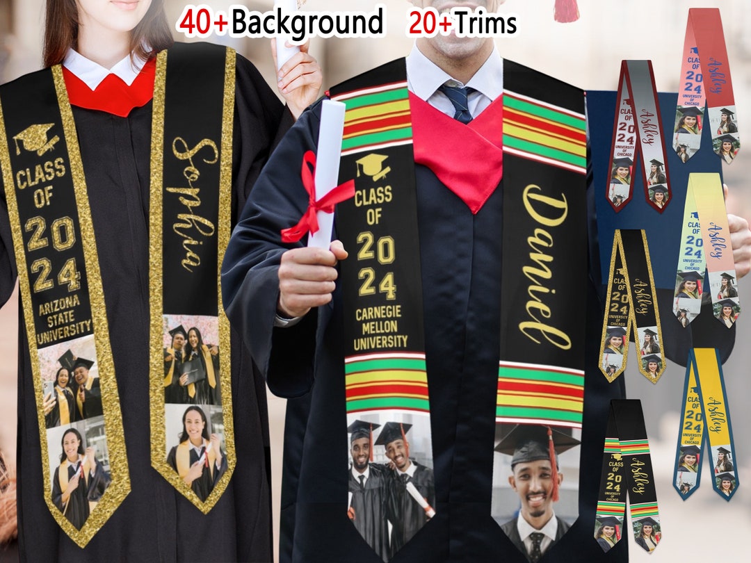 Personalized Graduation Stole With Photos, Graduation Sash Custom Name ...