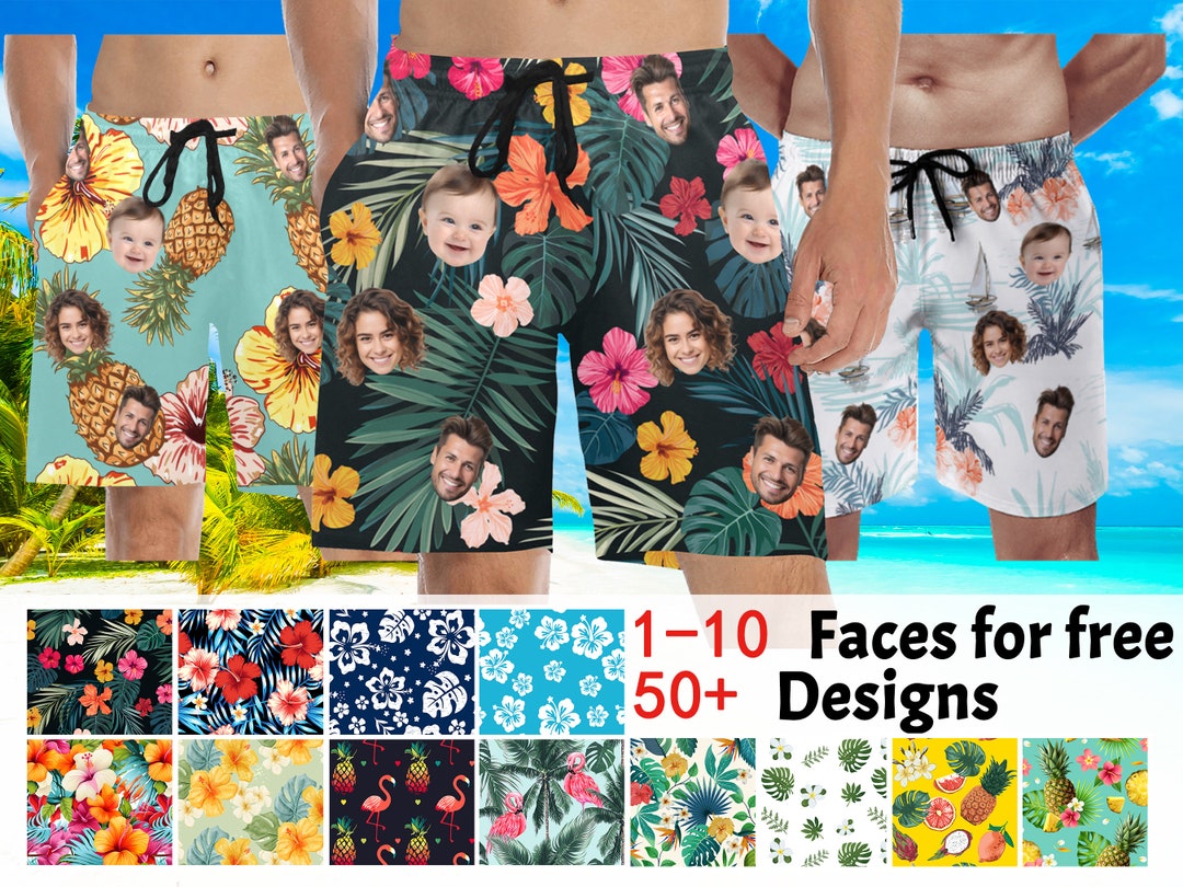 Custom Men's Swim Trunk Face Swim Shorts Personalized Men Bathing Suit ...