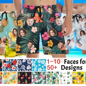 Custom Men's Swim Trunk Face Swim Shorts Personalized Men Bathing Suit ...