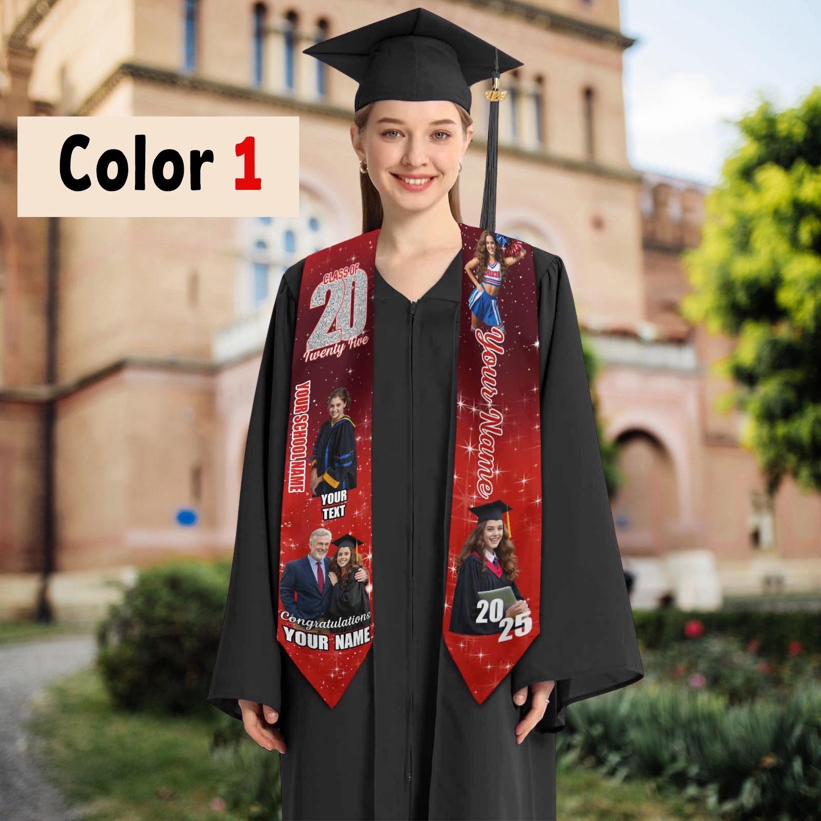 Custom Graduation Stole With Photos, Personalized Text Grad Stole Sash ...