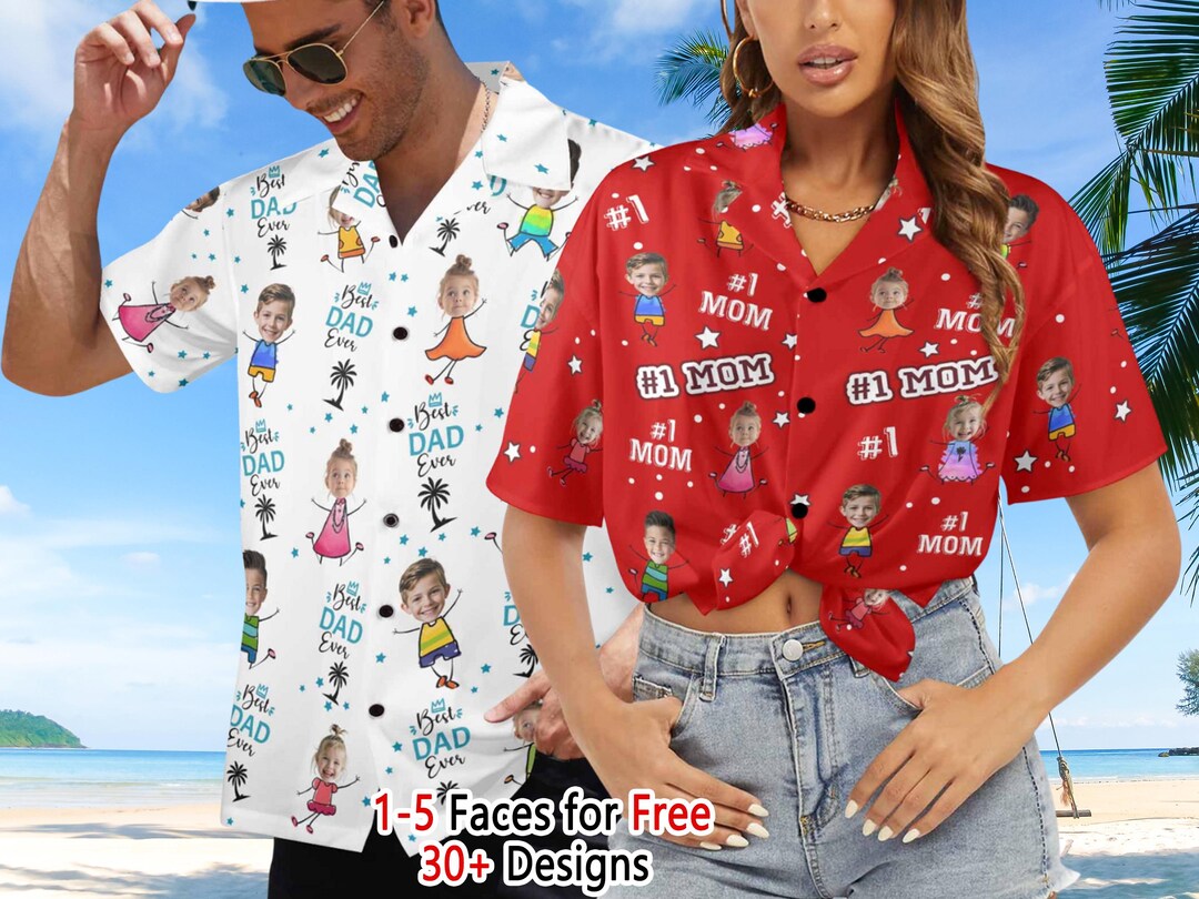 Best Dad Ever Hawaiian Shirt With Face, Personalized Photo Hawaiian ...