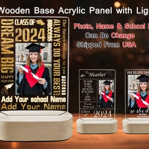 Custom Graduation Plaque, Personalized Acrylic Plaque With Led Night ...