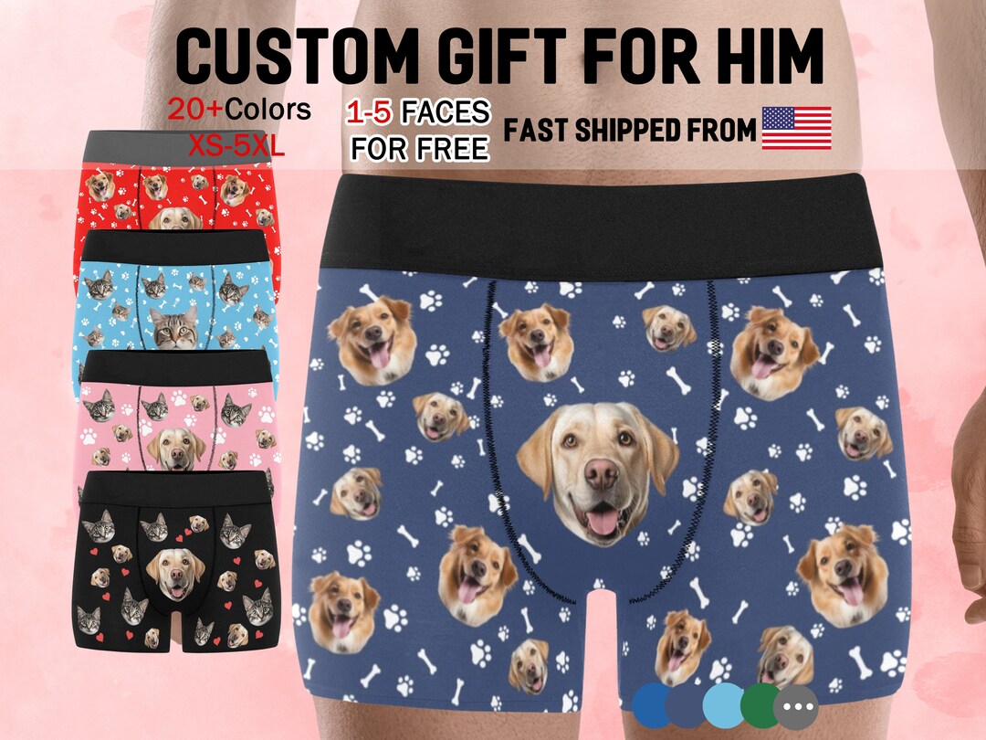 Personalized Dog Face Boxer Briefs, Custom Boxer Briefs, Underwear With ...