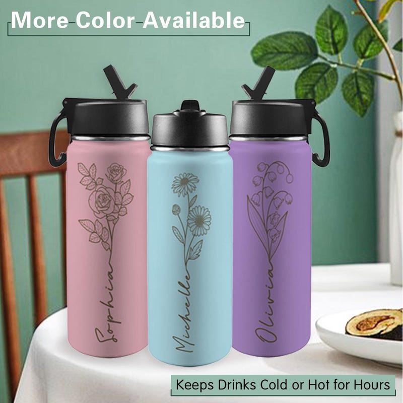 Floral Bottles With Straw - Etsy