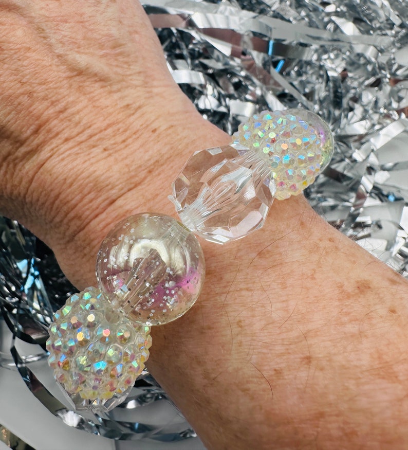 Customizable Bubblegum Bead Bracelet: Rhinestone & Acrylic - Etsy