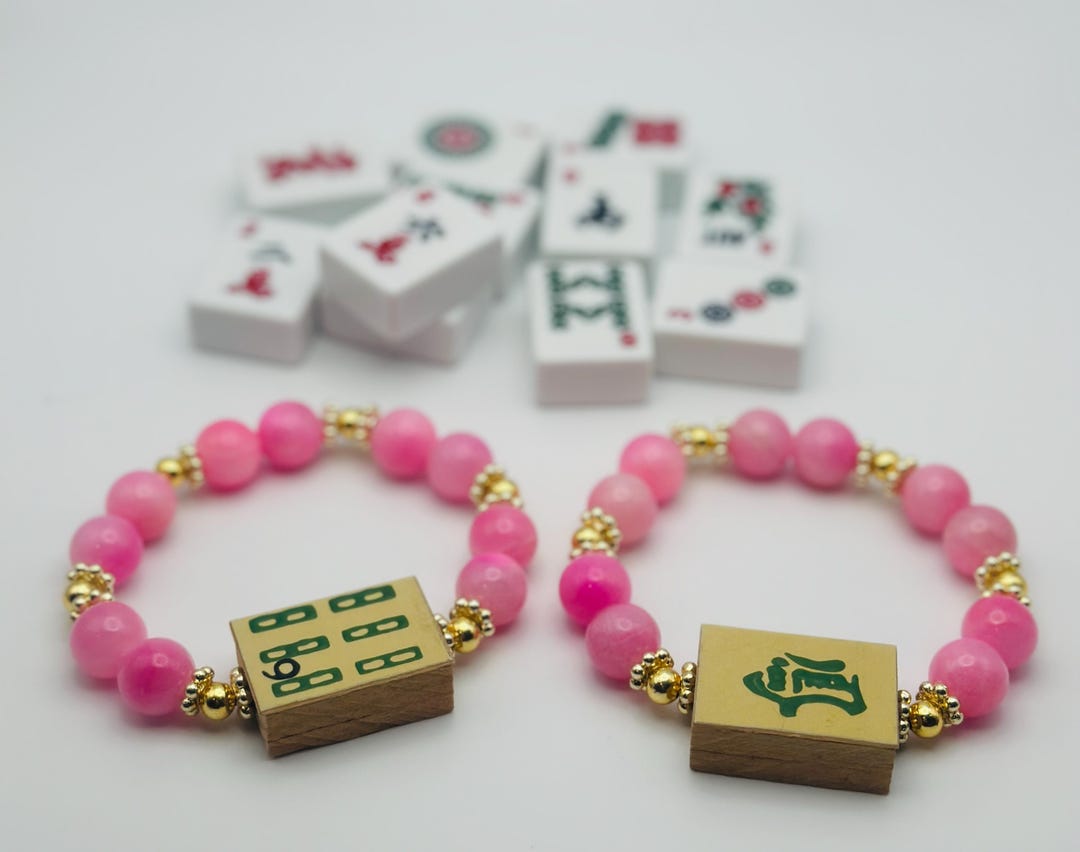 Pink Jade Mahjong Bracelet - Etsy