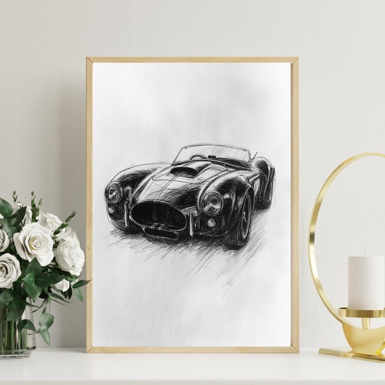AC Cobra Sketch Print, AC Cobra Posters, Classic Car Prints, Cobra ...
