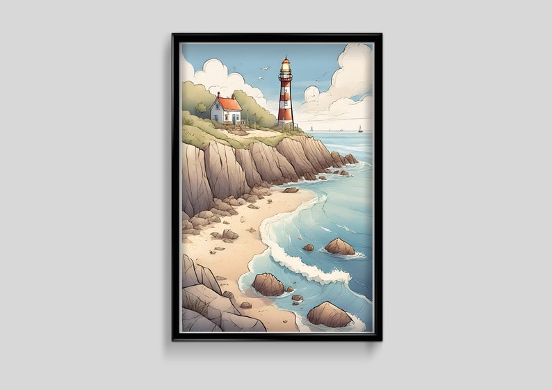 Seaside Watercolour Prints, , Harbour Prints, Seaside Beach Prints, - Etsy
