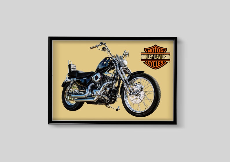 Harley Davidson Sportster Print, Harley Sportster Poster, Motorcycle ...