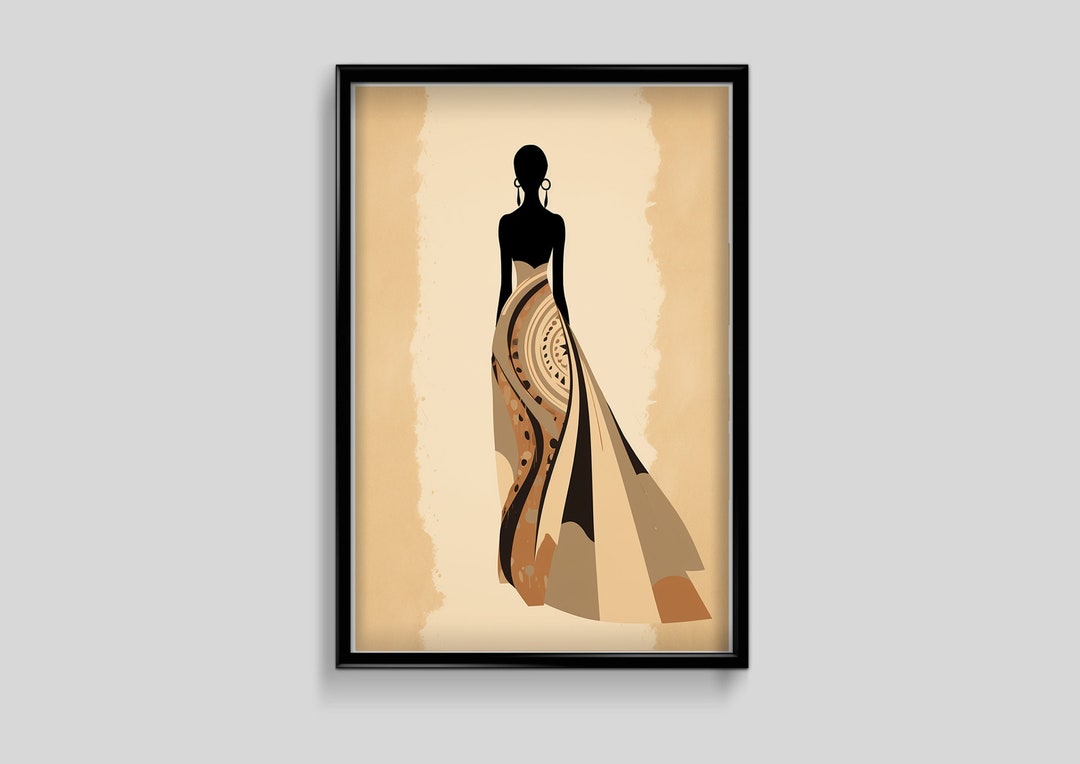 Beautiful Elegant Lady Print, Home Decor, Cream, Brown, Beige, Black ...