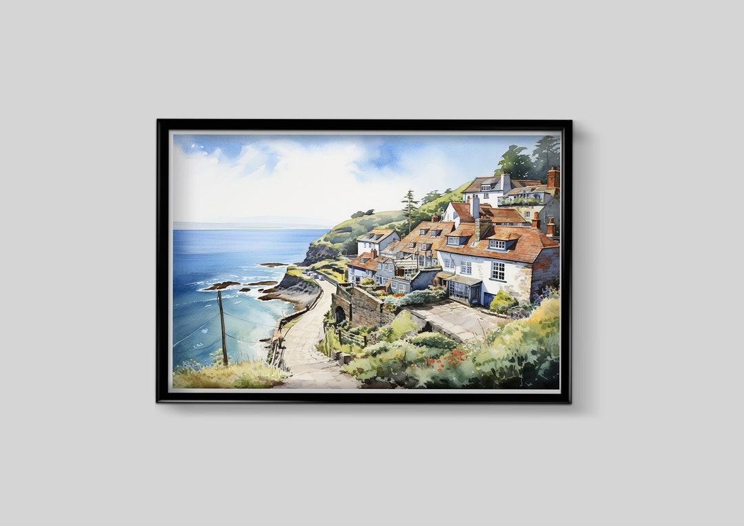 Cornwall Watercolour Print, Beach Print, Seaside Wall Art, Harbour ...