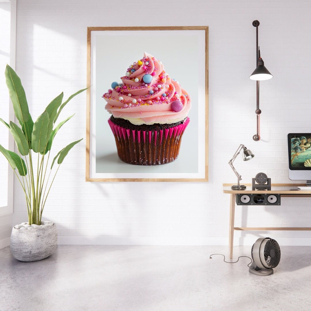 Cupcake Art Print, Cake Picture, Decorated Cupcake, Abstract Art ...