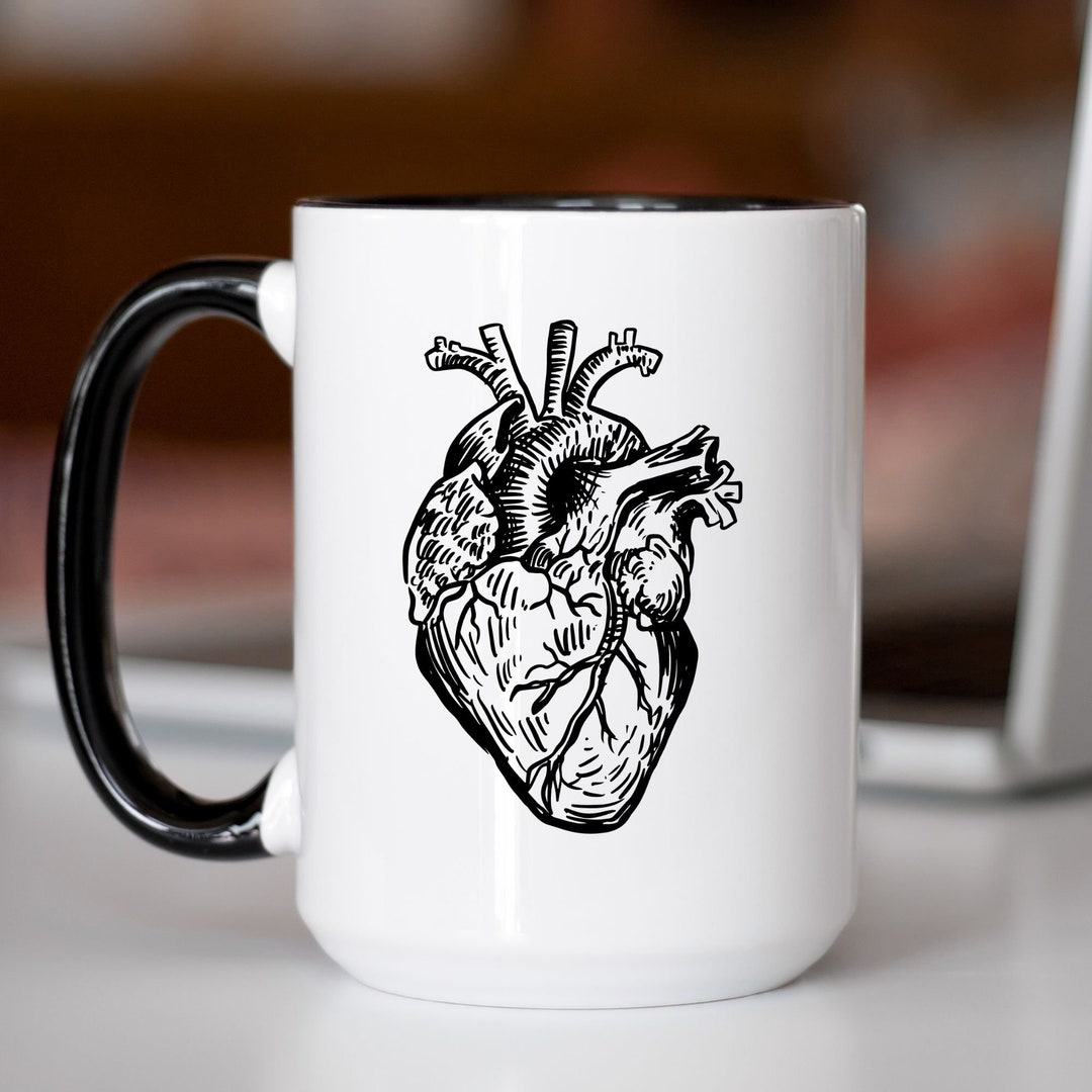 Anatomical Heart Mug, 15 Ounces Gift for Doctor, Nurse, Cardiac Medical ...