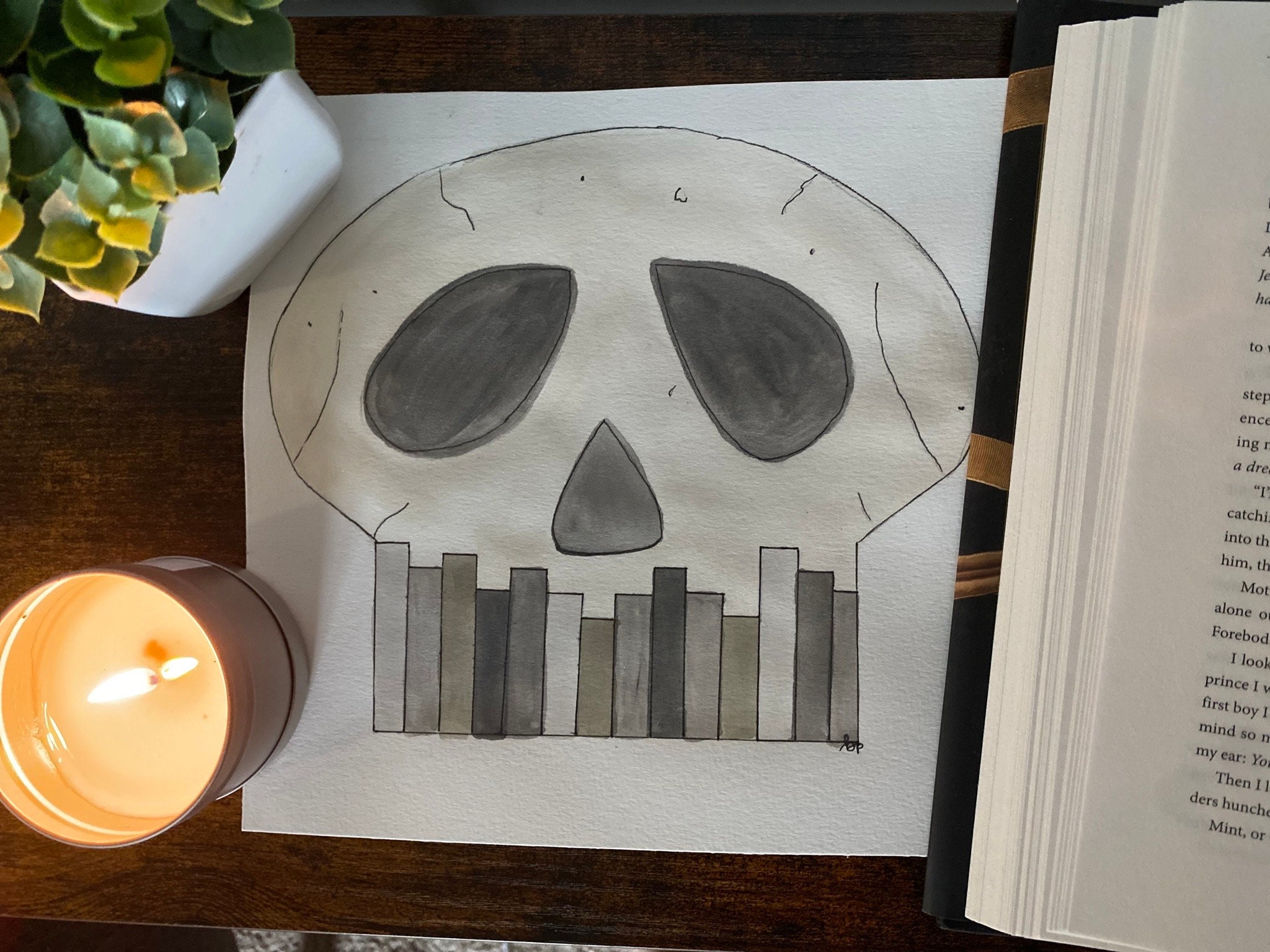 Skull Bookshelf Tracker Print - Etsy