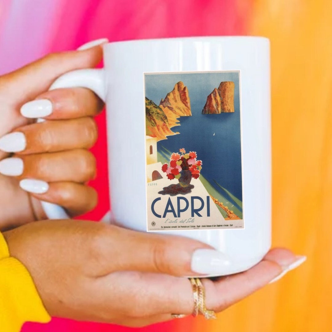 Vintage Poster Mug, Mug Capri Vintage Travel Mug, Pilot, Flight ...