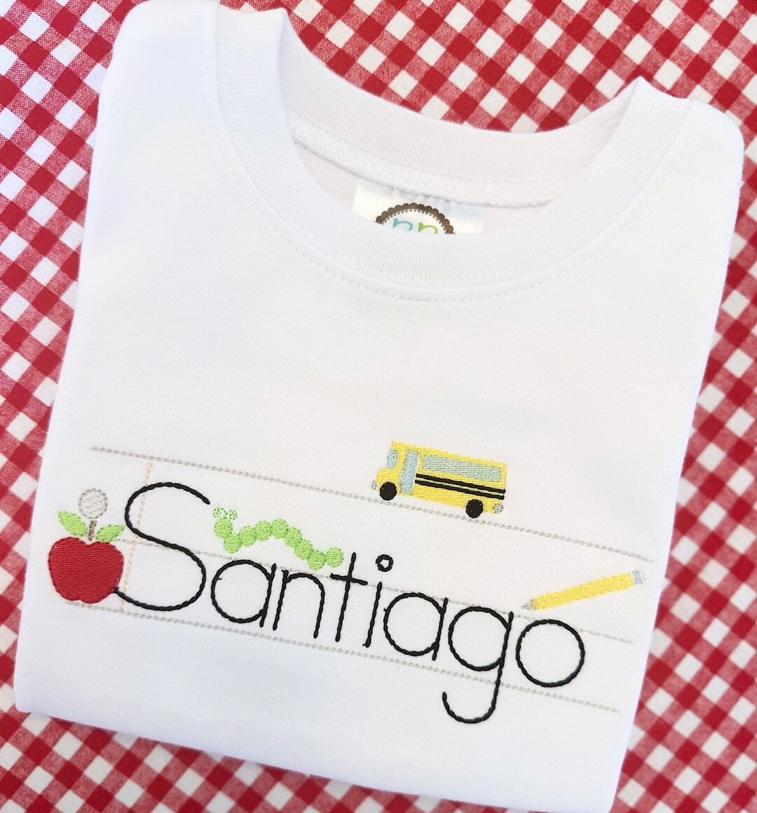 School Monogram Shirt. Embroidered Back to School Outfit. Embroidered ...